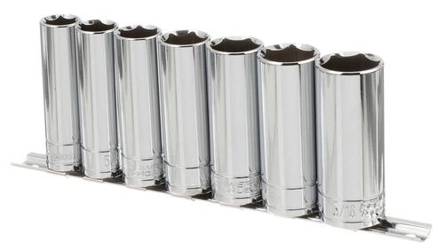 Power Torque 8 Piece 1/2 Inch Drive Deep 6 Point SAE Socket Set GM4219