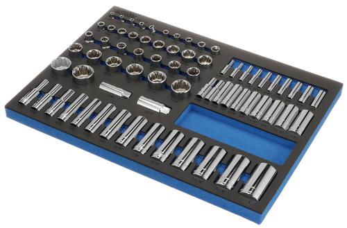 Power Torque 70 Piece 1/4, 3/8, 1/2 Inch Drive 6 Point SAE Socket Tool